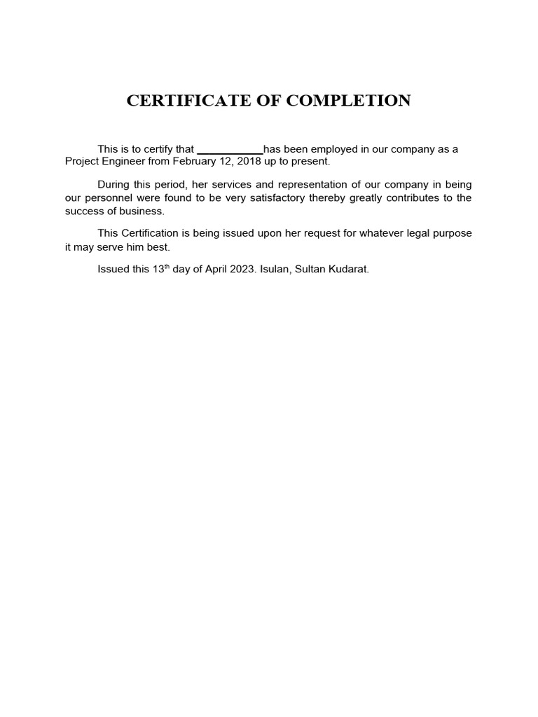 Certificate of COMPLETION | PDF