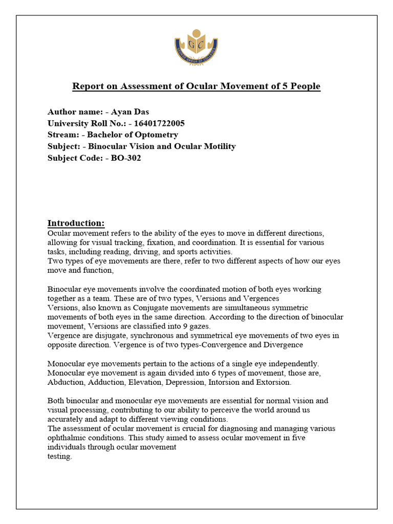 Ayan Das - 16401722005 - Bo-302 | PDF | Human Eye | Eye