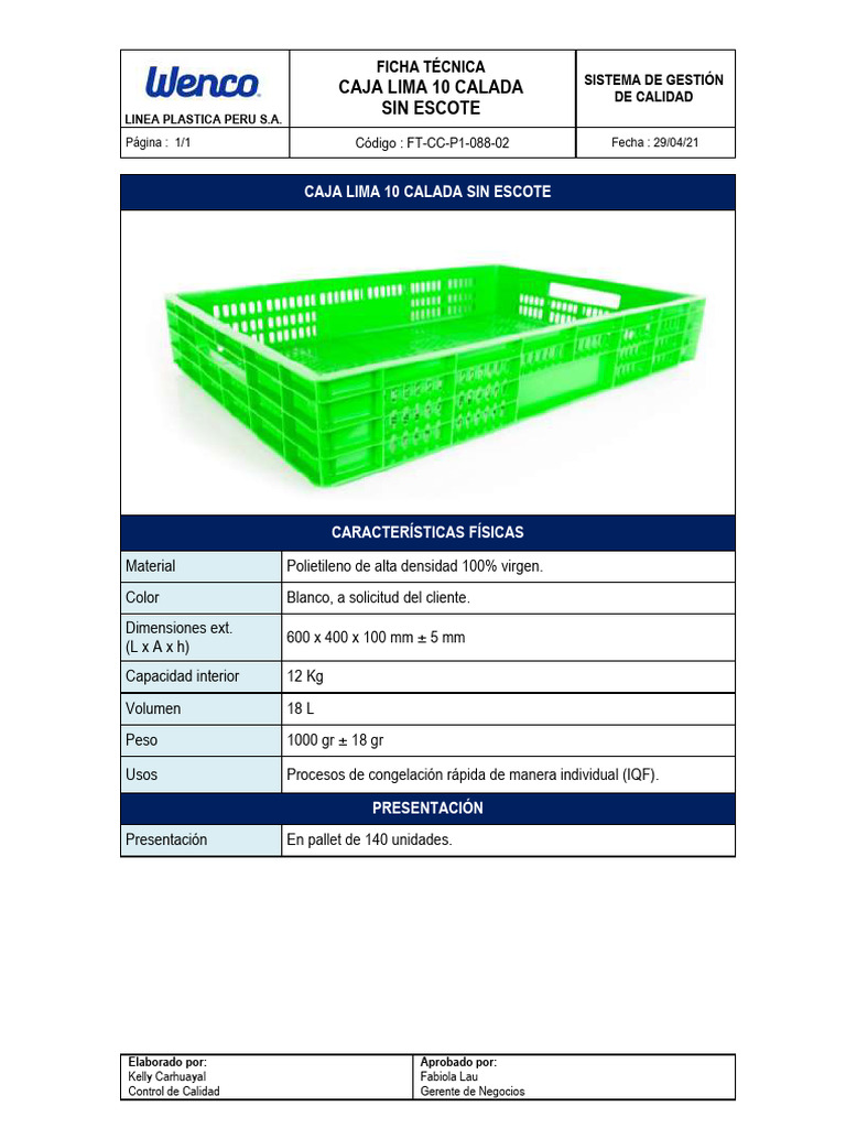 Ift-088 Caja Lima 10 Calada Sin Escote V2 | PDF