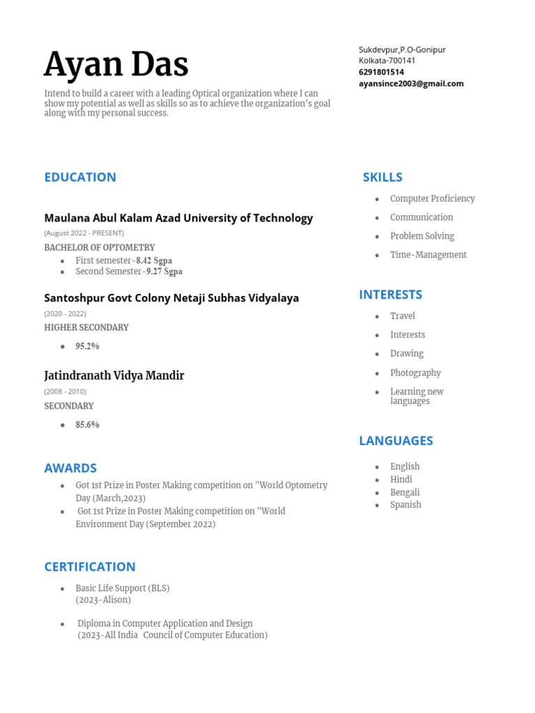 Ayan Das Resume | PDF