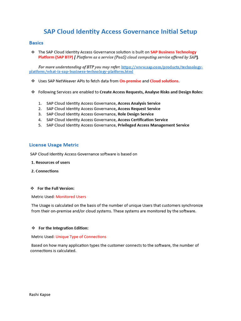 SAP Cloud Identity Access Governance Initial Setup | PDF | Cloud ...