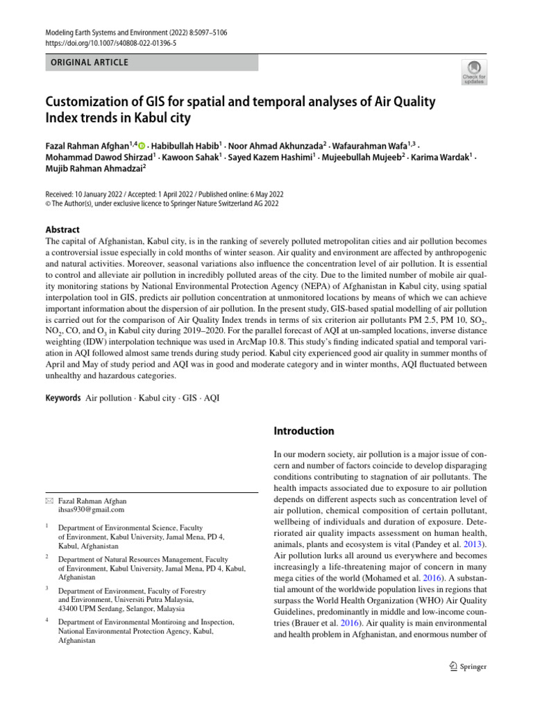 Customization of GIS For Spatial and Temporal Analyses of Air Quality ...