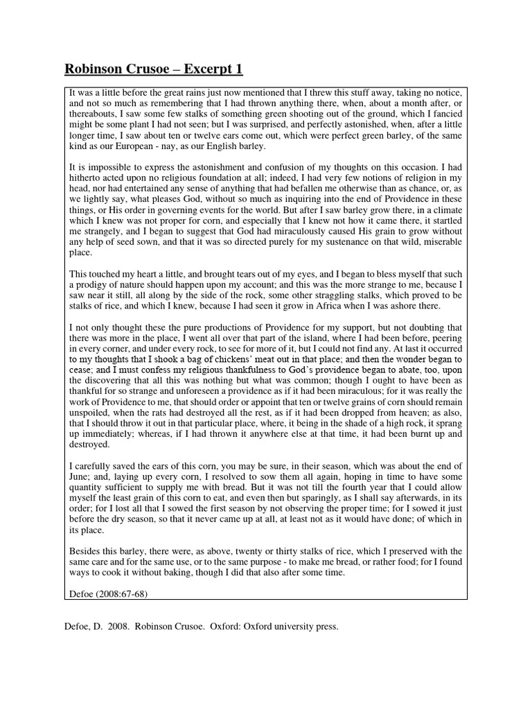 Robinson Crusoe - Excerpt 1 | PDF