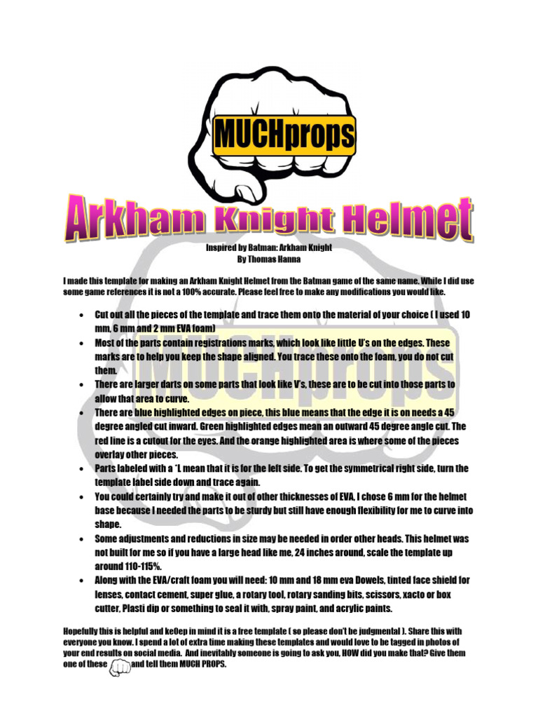 Arkham Knight Helmet Template | PDF