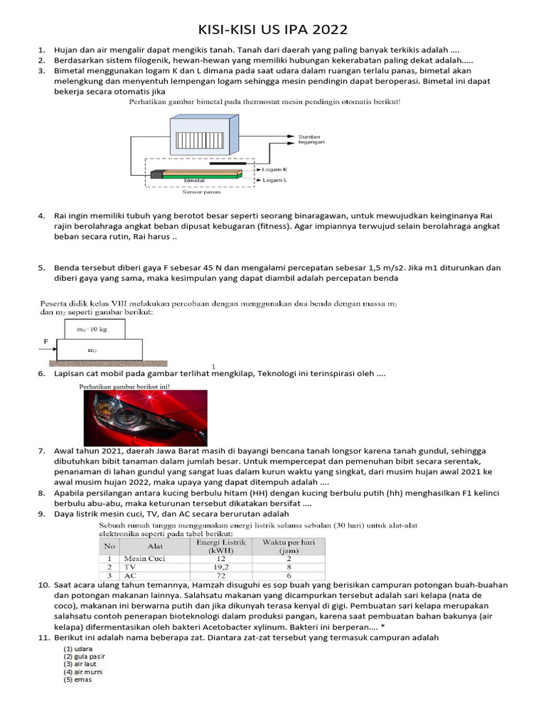 Kisi-Kisi Us Ipa 2022 | PDF