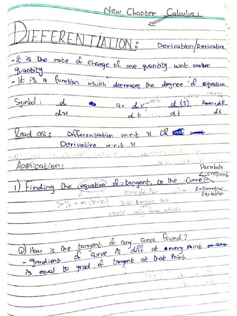 O LEVEL MATHS Differentiation CLASS NOTES | PDF