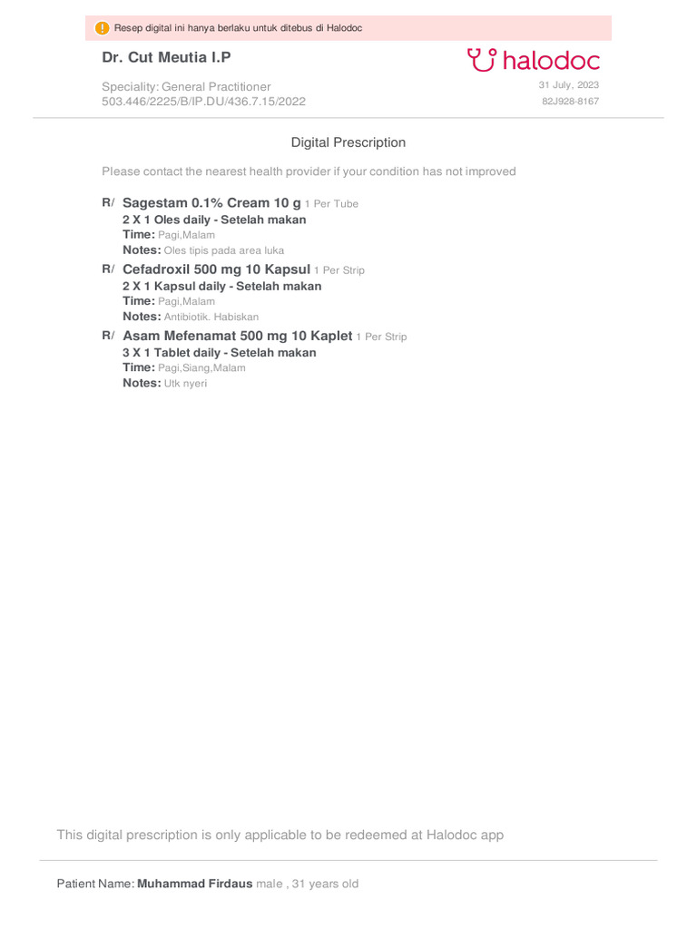 Sagestam Cream Prescription for Wounds | PDF | Wellness