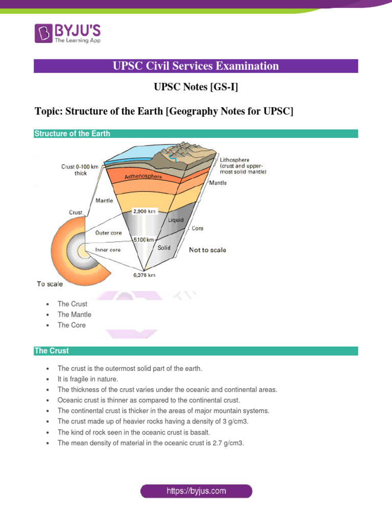 Structure of The Earth Geography Notes For UPSC | PDF