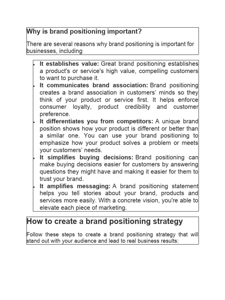 Brand Positioning Strategies | PDF | Brand | Market (Economics)
