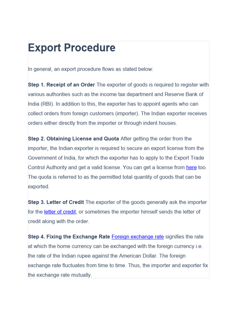 Export Procedure | PDF | Technology Transfer | Intellectual Property