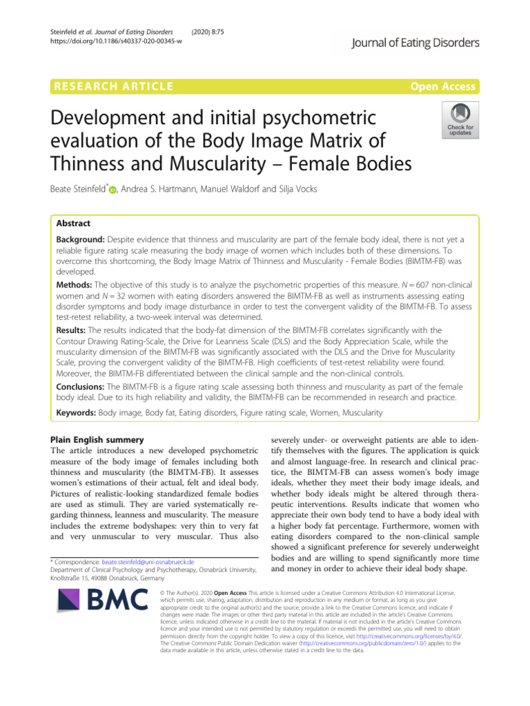 Development and Initial Psychometric Evaluation of The Body Image ...