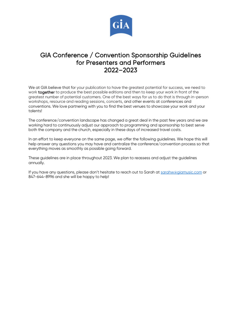 GIA Sponsorship Guidelines 2022-23 | PDF
