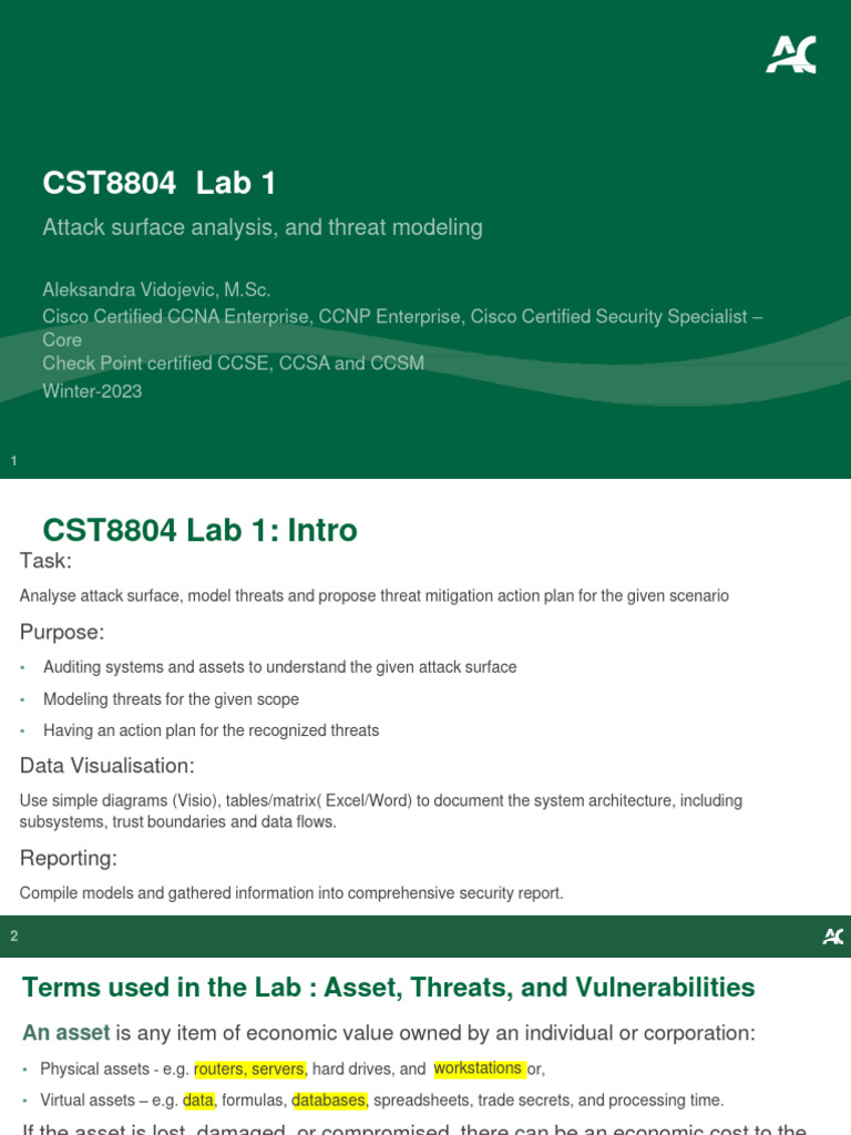 F23 CST8804 Lab1 Presentation | PDF | Security | Computer Security
