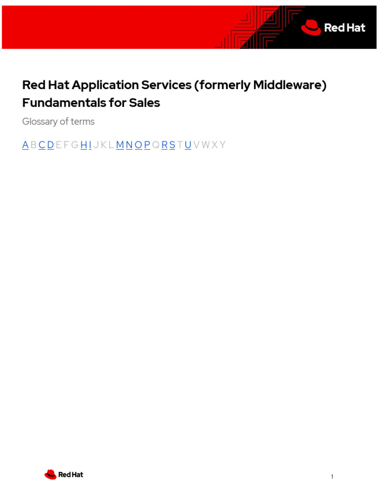 Red Hat Application Services (Formerly Middleware) Fundamentals for Sales Glossary (1) | PDF ...