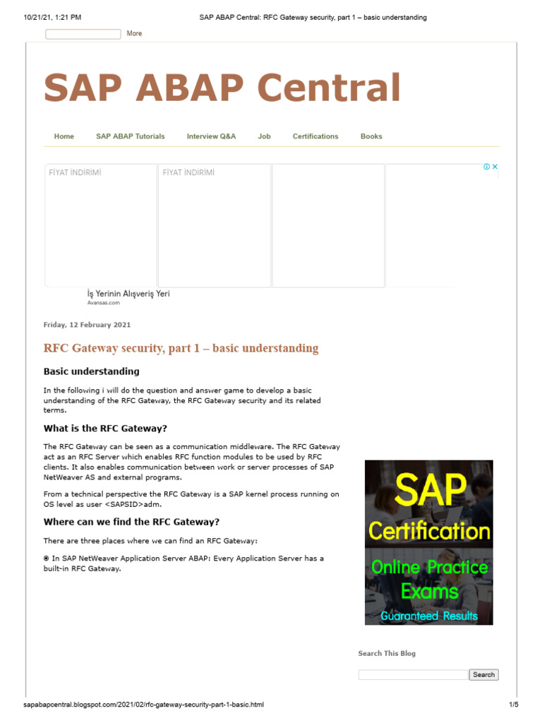 Sap Abap Central Rfc Gateway Security Part 1 Basic Understanding Pdf Server Computing 6346