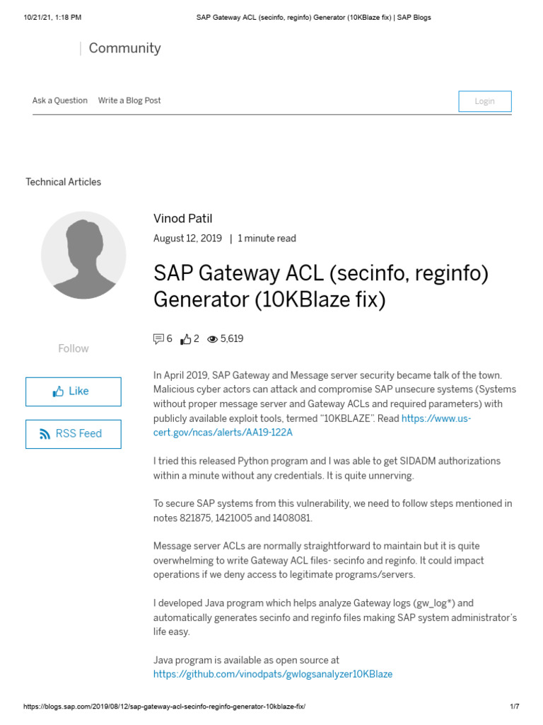 SAP Gateway ACL (Secinfo, Reginfo) Generator (10KBlaze Fix) - SAP Blogs ...