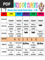 Horario Clases 5to Grado 2024-2025 | PDF
