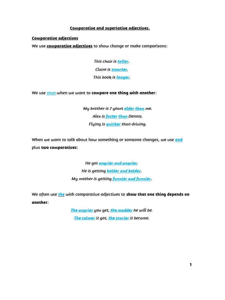 Comparatives and Superlatives | PDF | Adjective | Linguistics