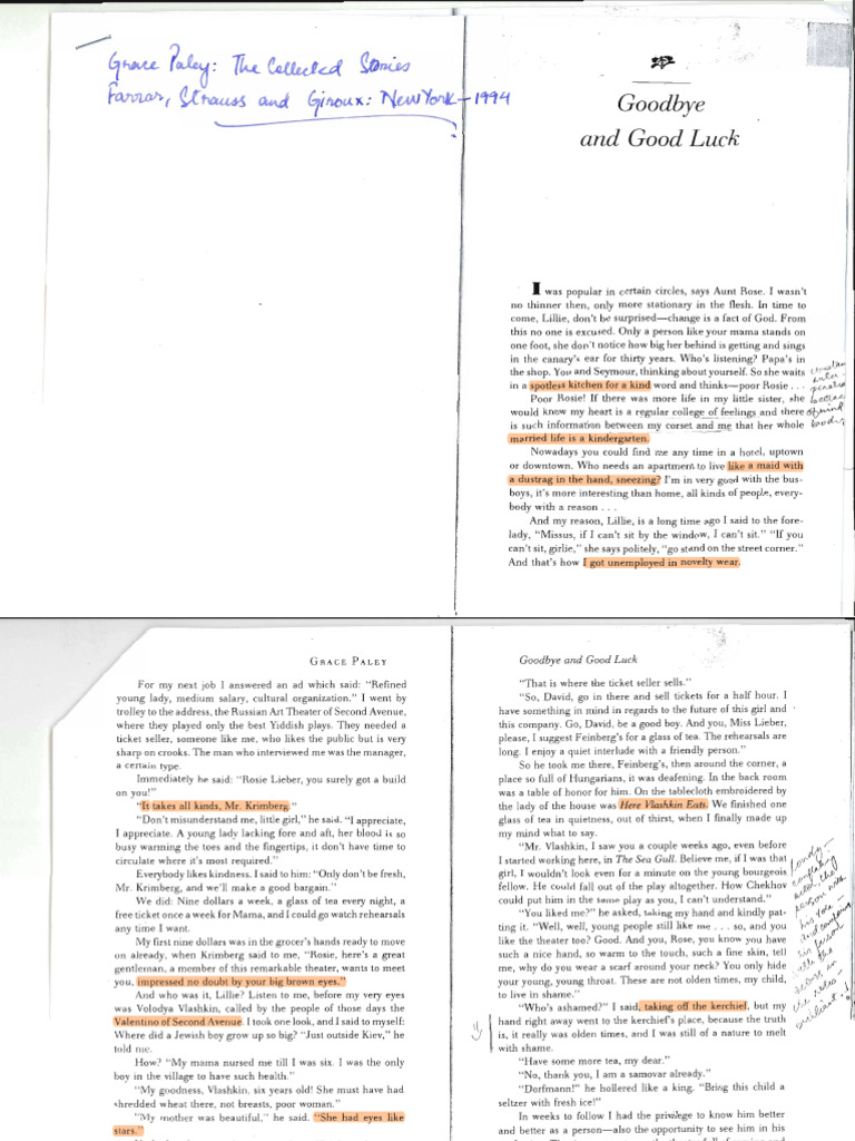 Grace Paley, Goodbye and Good Luck | PDF