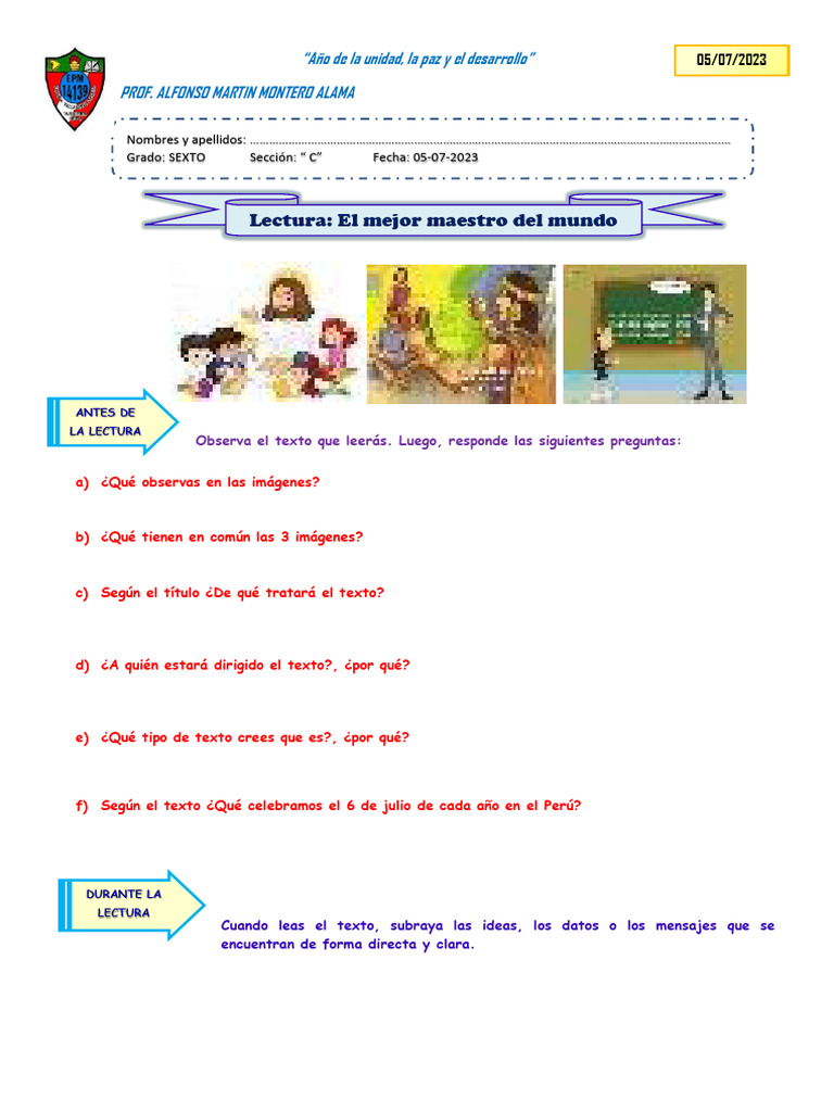 Lectura para el Día del Maestro | PDF | Artes del Lenguaje y Comunicación