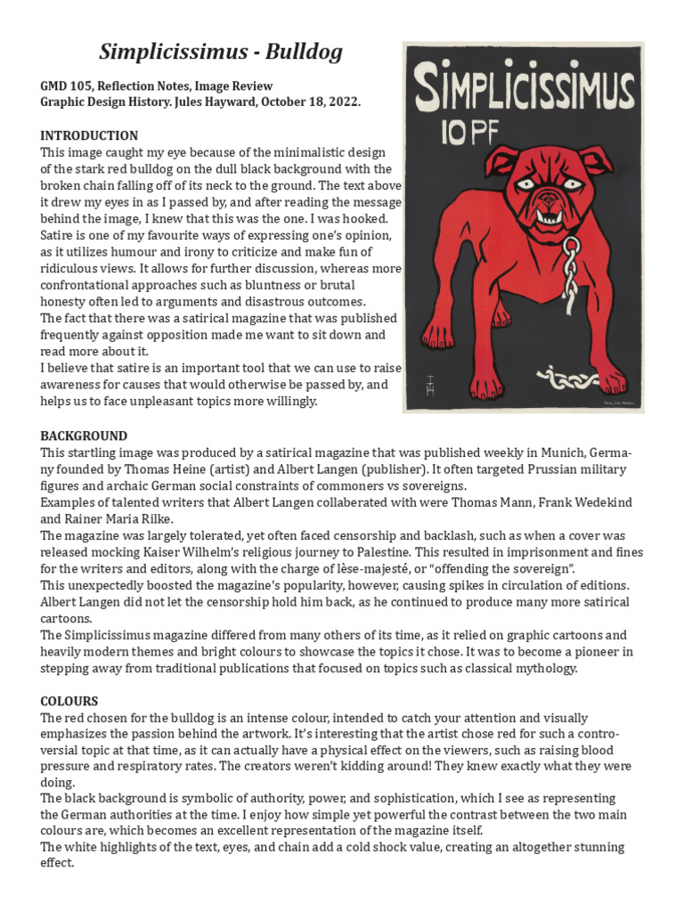 Simplicissimus Poster Analysis | PDF | History | Classics