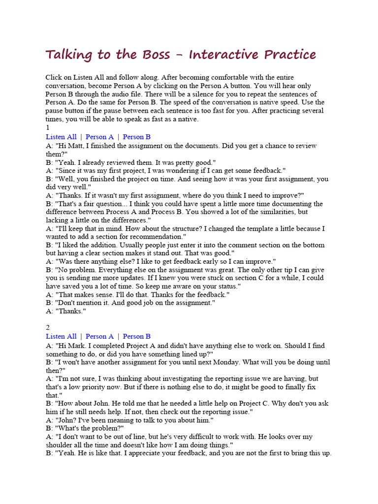 Talking To The Boss | PDF