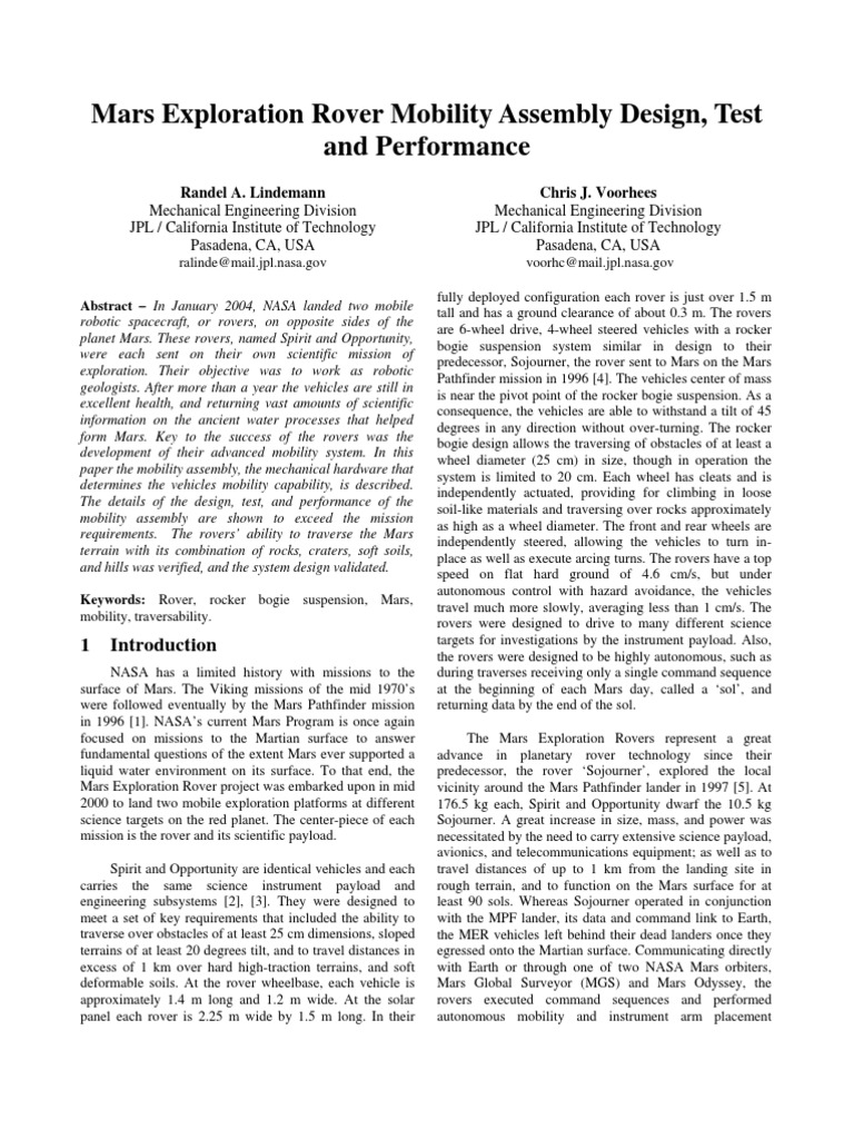Rocker Bogie Mechanism | PDF | Suspension (Vehicle) | Rover (Space ...
