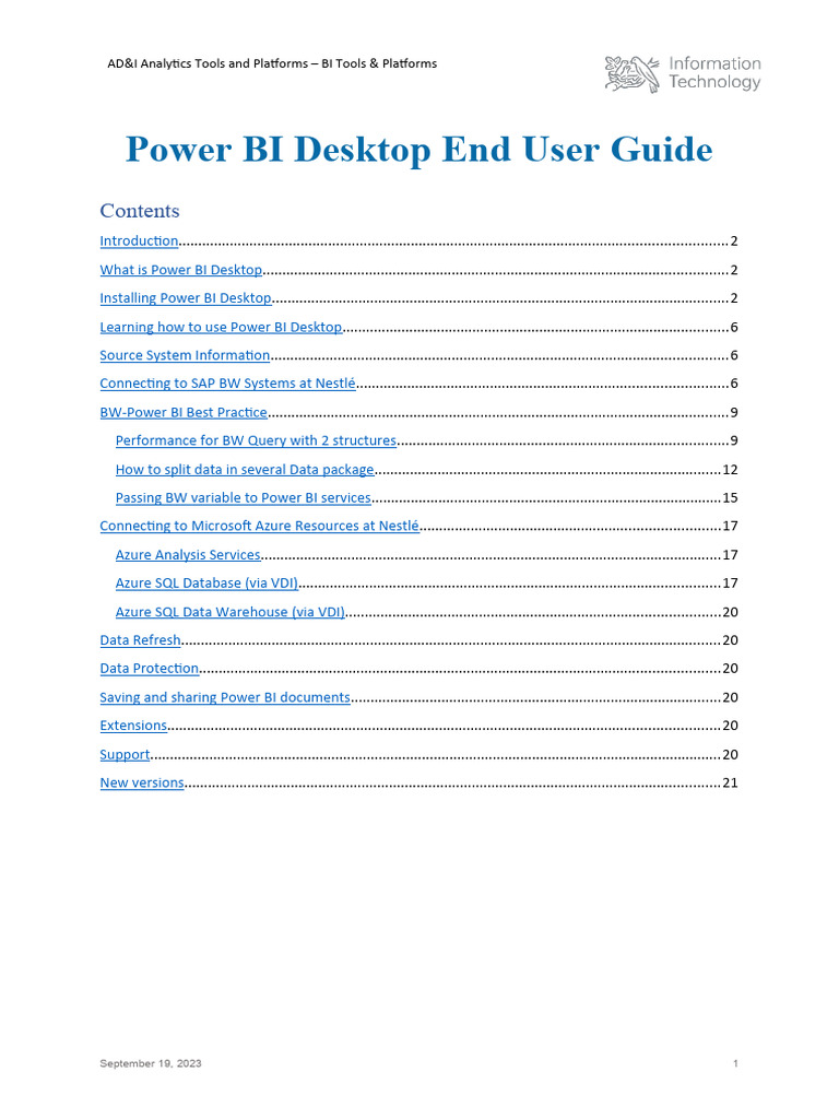Power BI Desktop End User Guide | PDF | Microsoft Azure | Databases