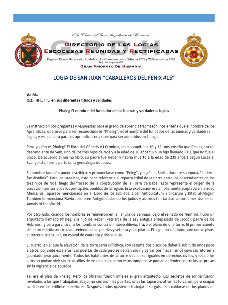 Significado de Phaleg en la Masonería | PDF
