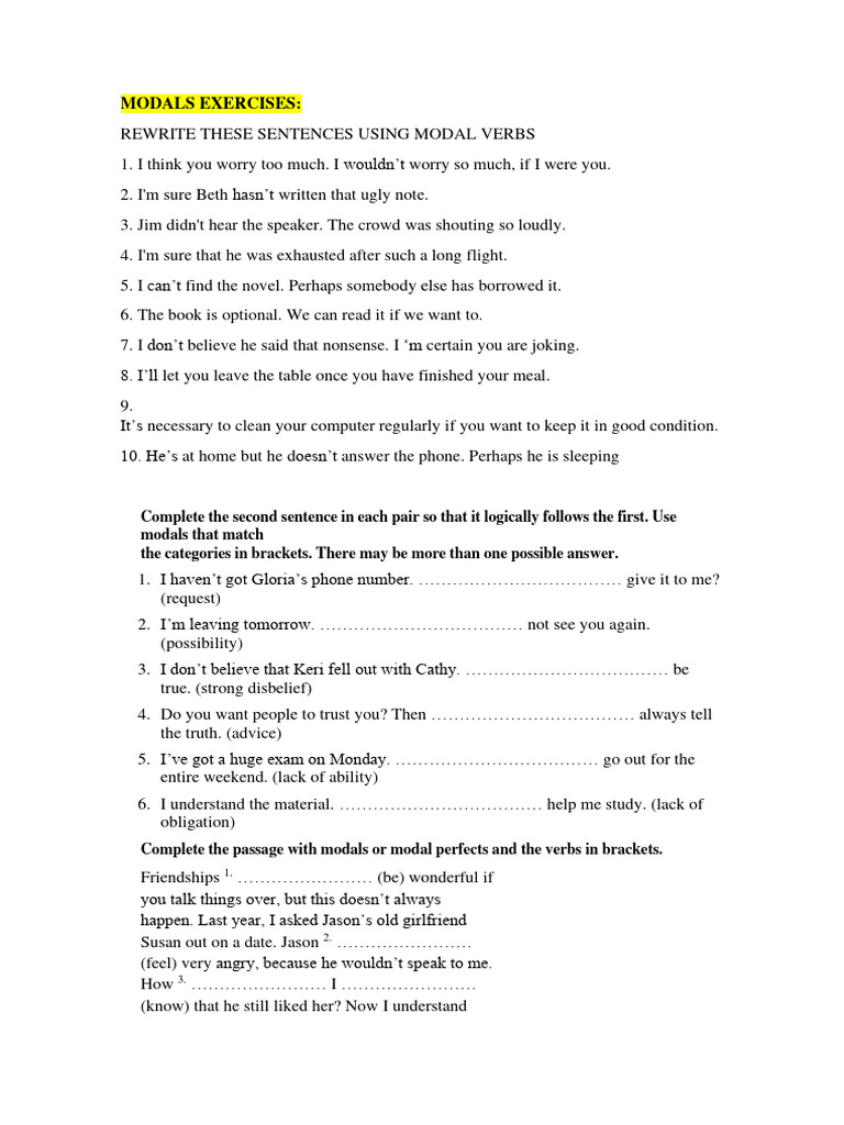 Modal Verbs Conditionals | PDF