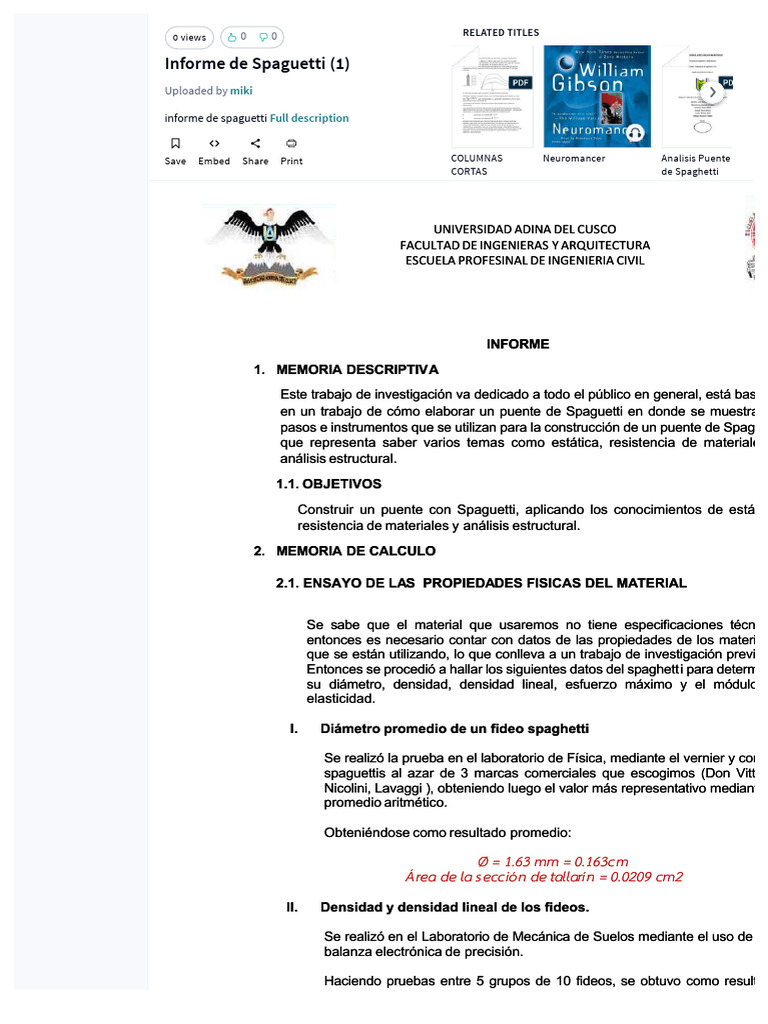 PDF Informe de Spaguetti 1 Compress | PDF | Ingeniería de Edificación ...