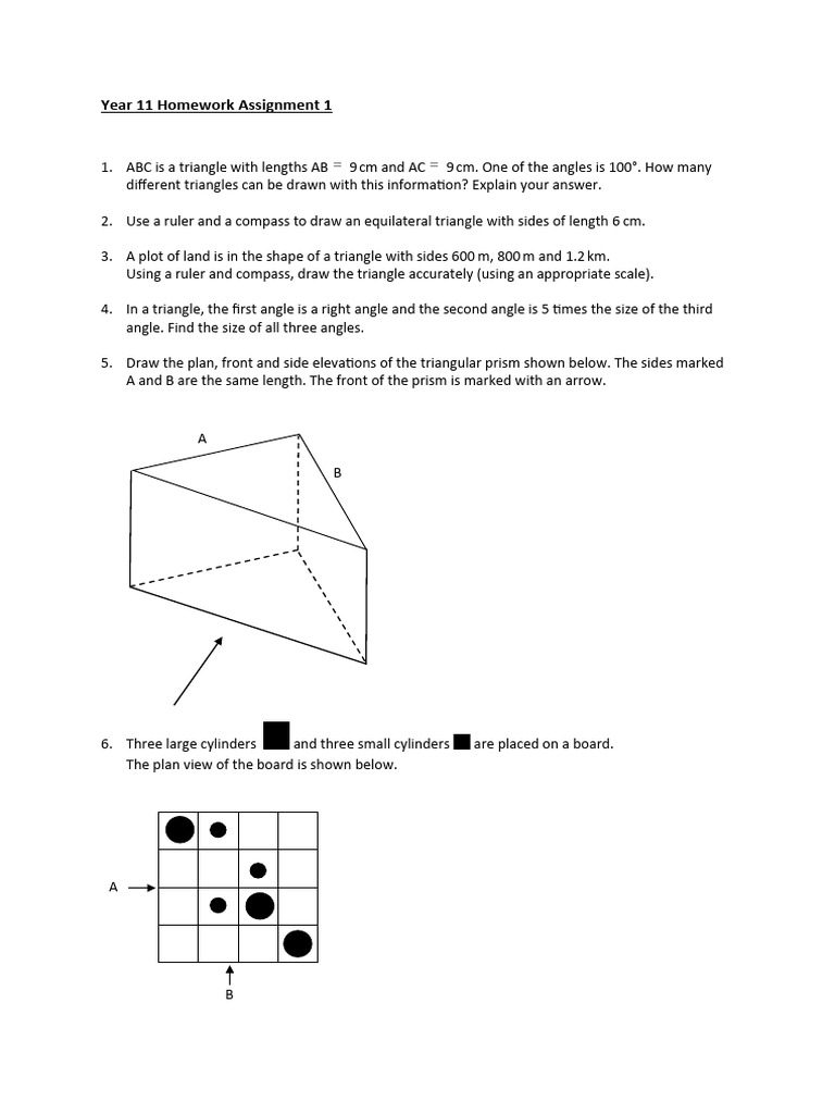 Year 11 Homework Assignment 1 | PDF Year 11 Homework Assignment 1 | PDF