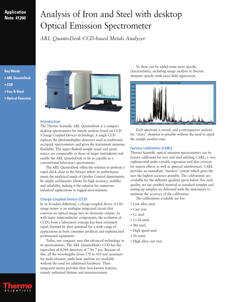 Analysis of Iron and Steel With Desktop Optical Emission Spectrometer | Download Free PDF ...