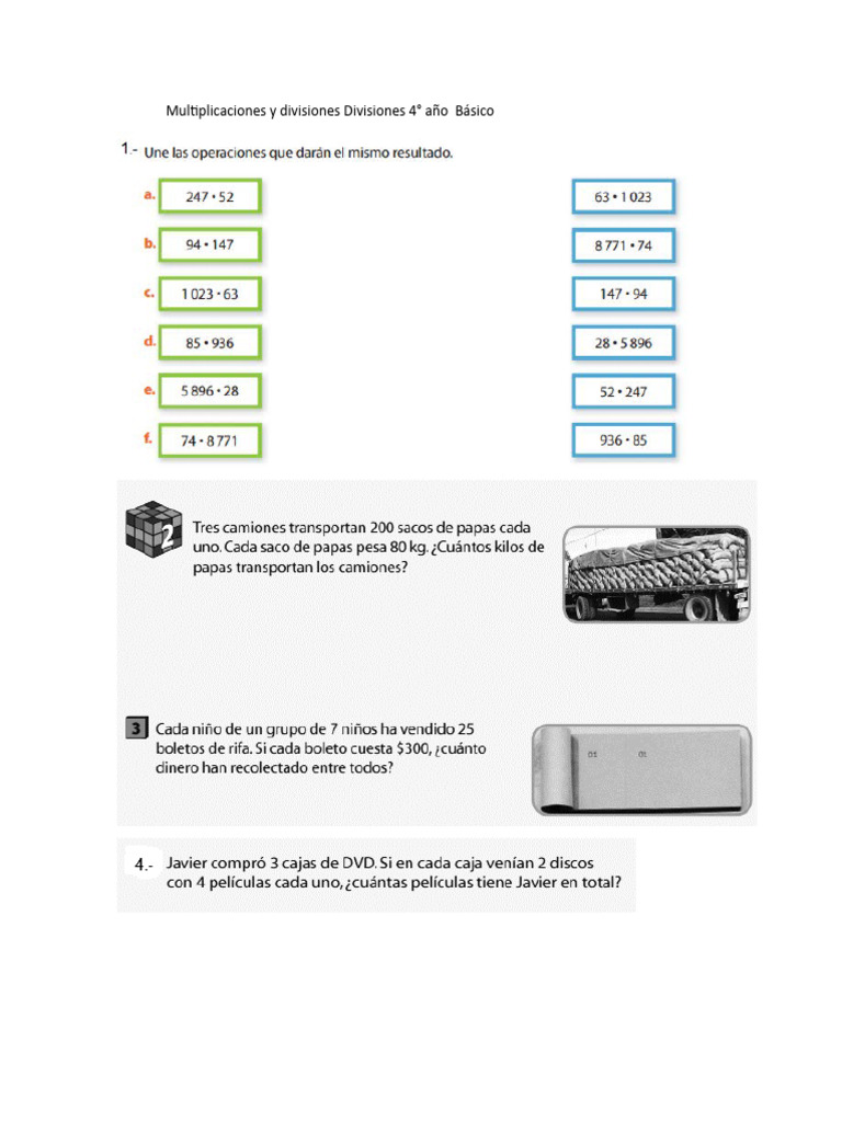 Multiplicaciones y Divisiones Divisiones 4 | PDF