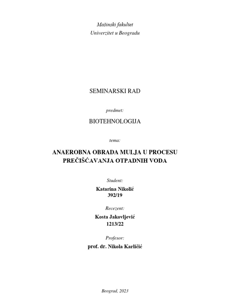 Anaerobna Obrada Mulja | PDF