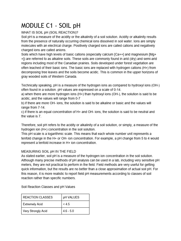 Agronomy (Soils) - Module C - Chemical | PDF | Soil | Ph