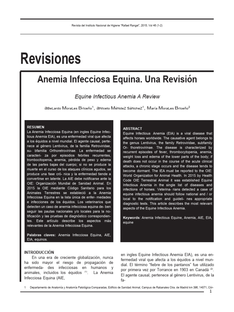 Anemia Infecciosa Equina Revision | PDF | Elisa | Virus