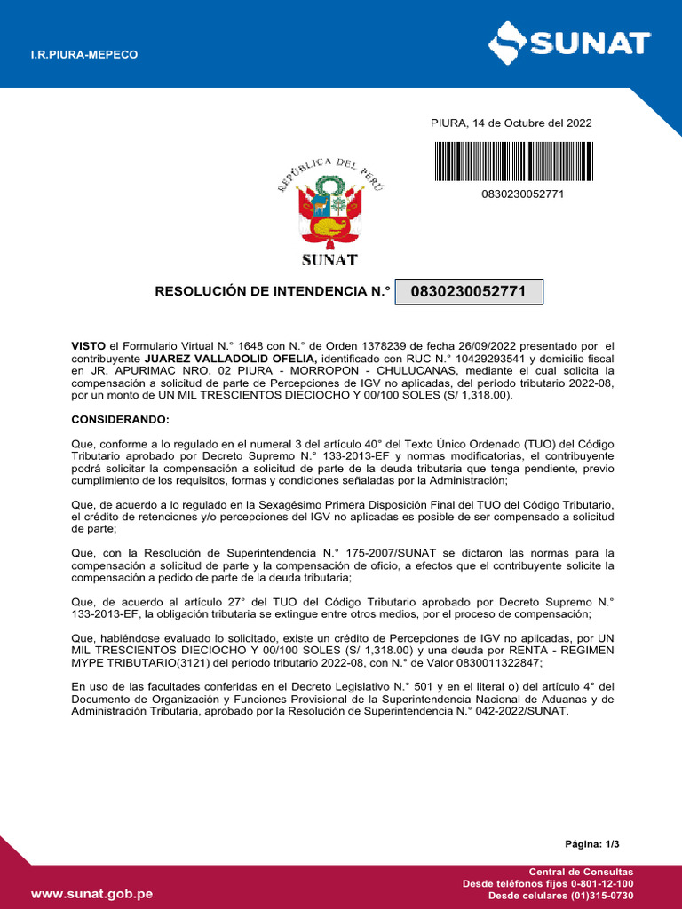 Resolucion de Compensación 082023 | PDF | Crédito | Finanzas y dinero