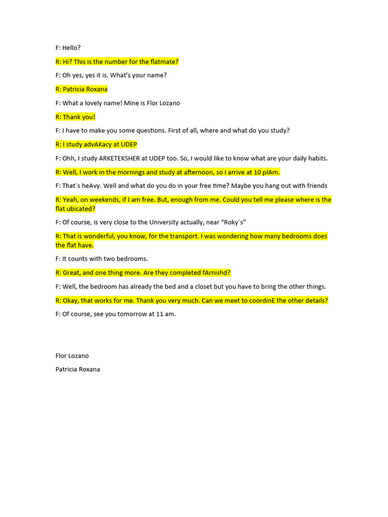 Flatmate Introduction and Details | PDF | Language Arts & Discipline | Foreign Language Studies