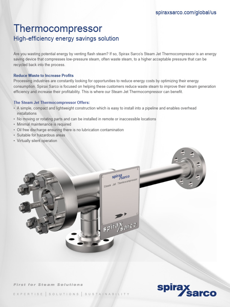 Thermocompressor: High-Efficiency Energy Savings Solution | PDF | Steam ...