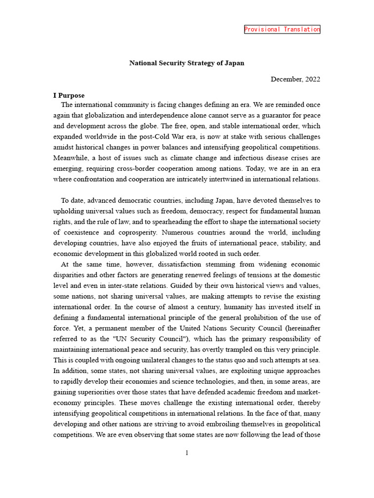 National Security Strategy of Japan 12:2022 | PDF | Nuclear ...