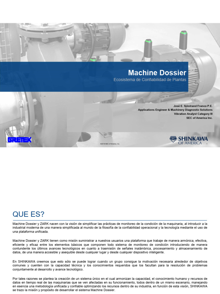 Machine Dossier | PDF | Rodamiento (Mecánico) | Ingeniería de confiabilidad