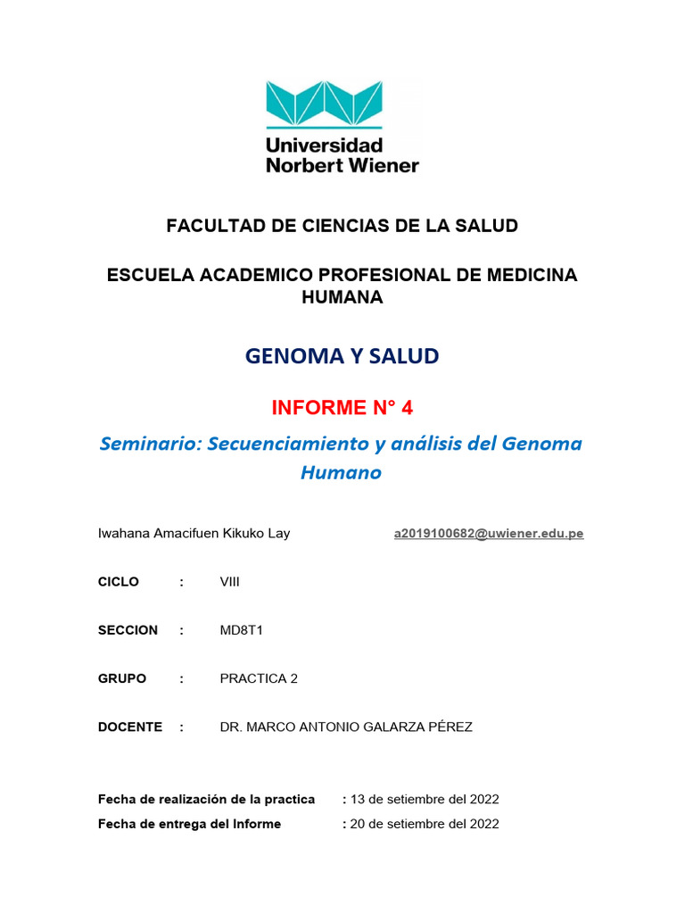 Informe 4. Genoma y Salud | Descargar gratis PDF | Perú | Américas