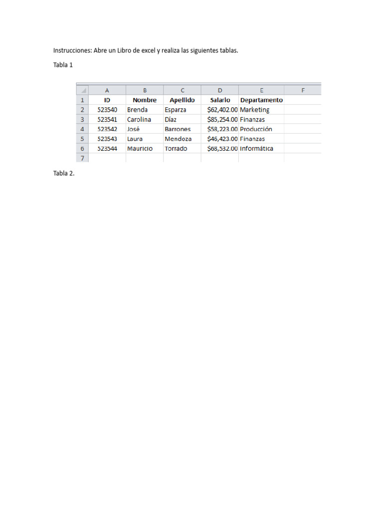 Actividad Secundaria Excel | PDF
