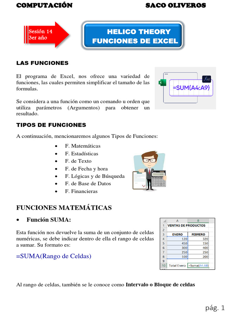 Capítulo 14 - 3er Año - Funciones de Excel | PDF | Microsoft Excel | Informática