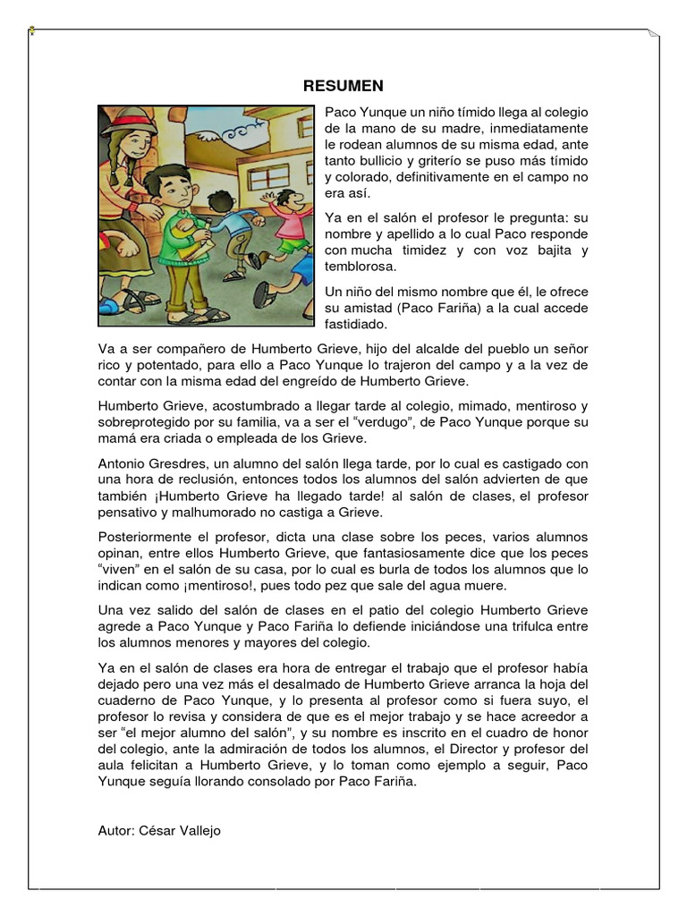 Resumen de Paco Yunque 1 | PDF