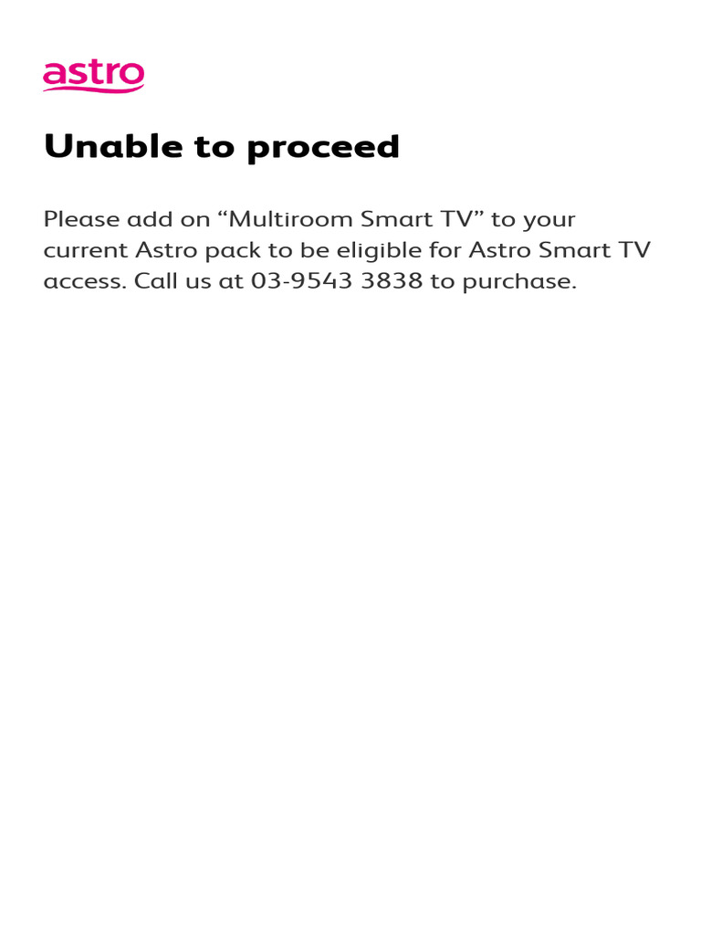 Add Multiroom Smart TV to Astro Pack | PDF