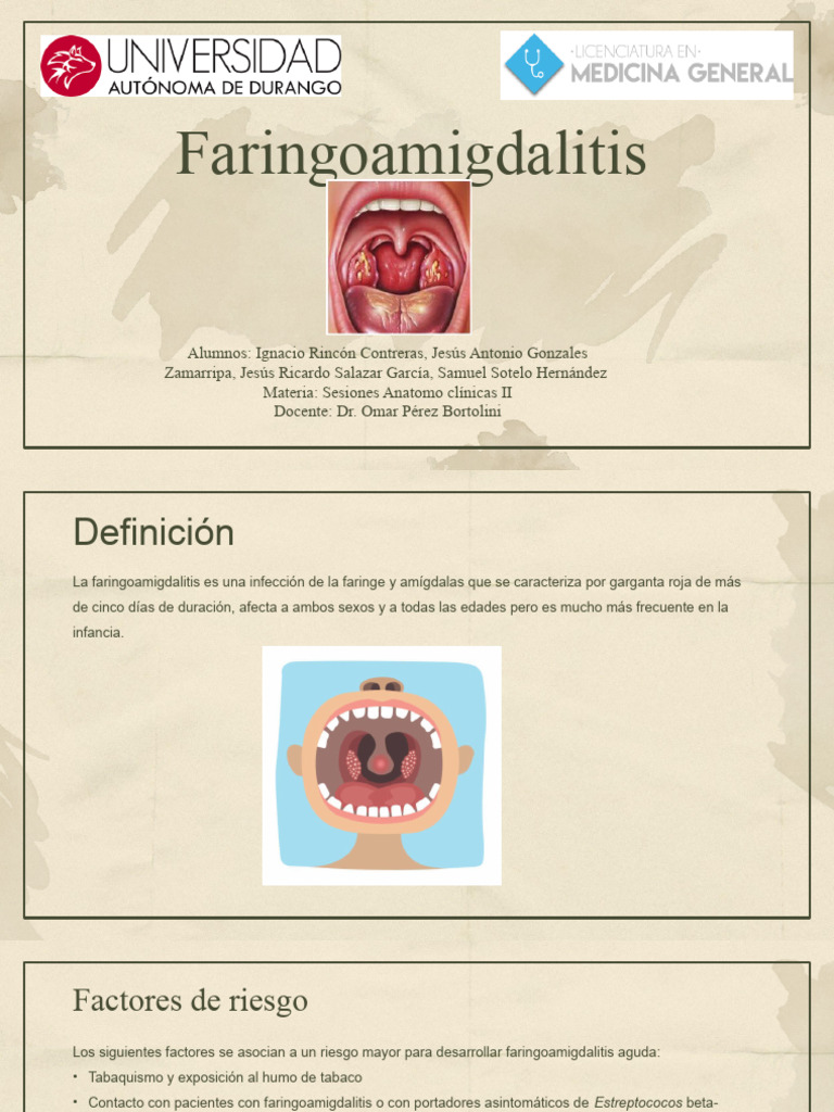 Faringoamigdalitis | PDF | Enfermedades y trastornos | Salud pública