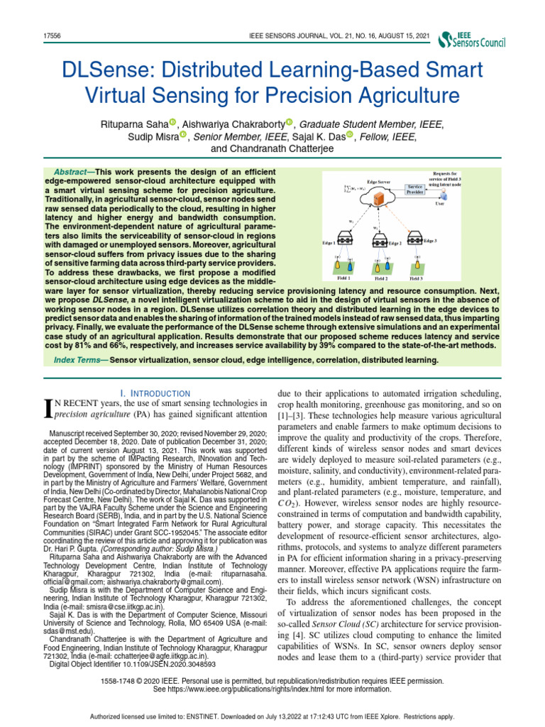 DLSense Distributed Learning-Based Smart Virtual Sensing For Precision Agriculture | PDF ...