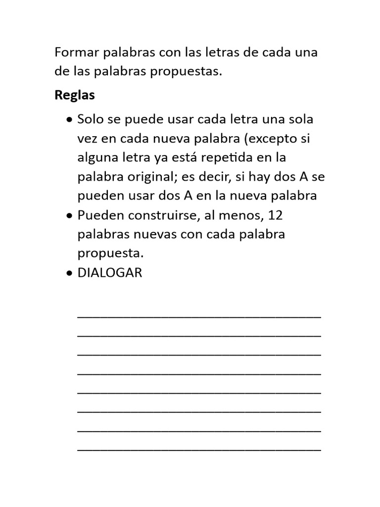 Formar Palabras de 12 Letras | PDF | Artes del Lenguaje y Comunicación